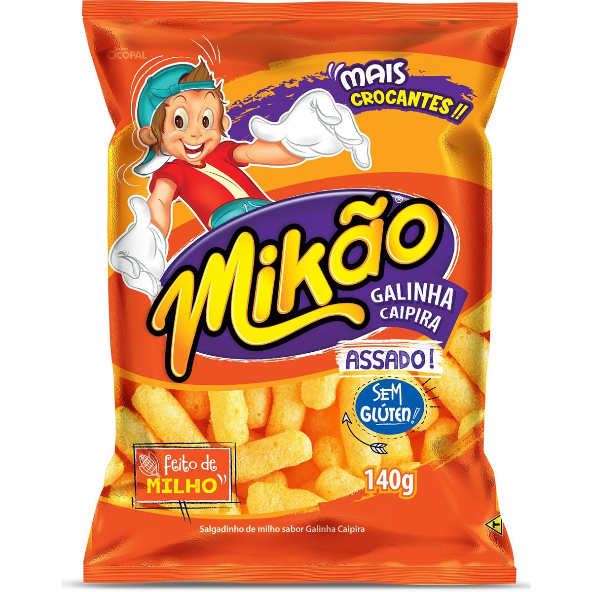 Salgadinho MIKAO Galinha Caipira 140g | Super Big Bom